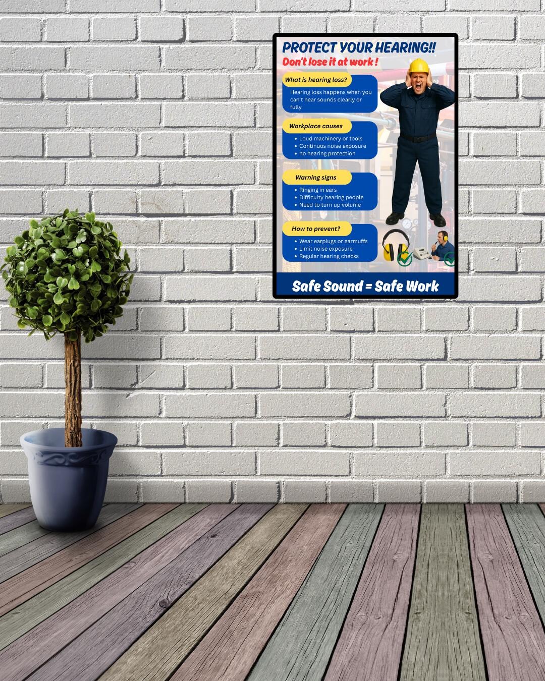 Hearing Protection Safety Printable Digital Poster: OSHA/OHS Compliance ...