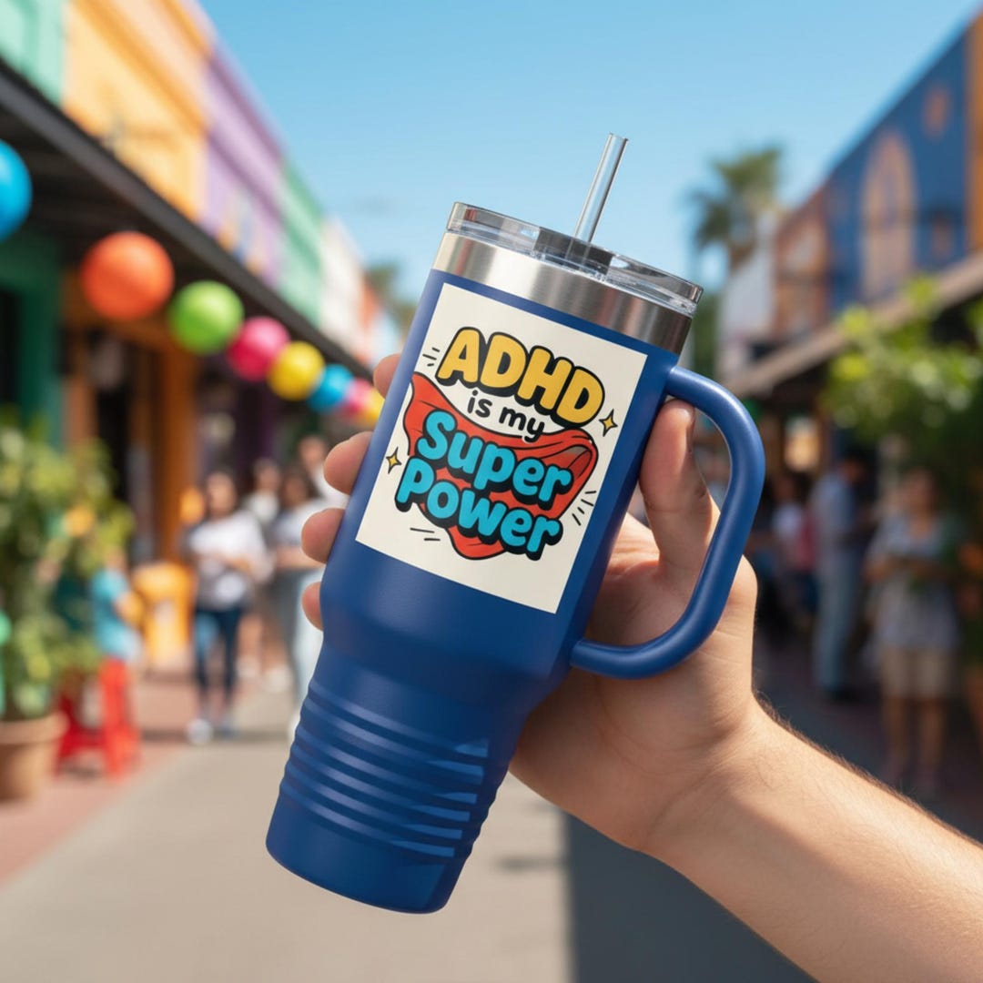 Adhd Tumbler Cup Insulated Design Superhero Positive Message Supportive ...