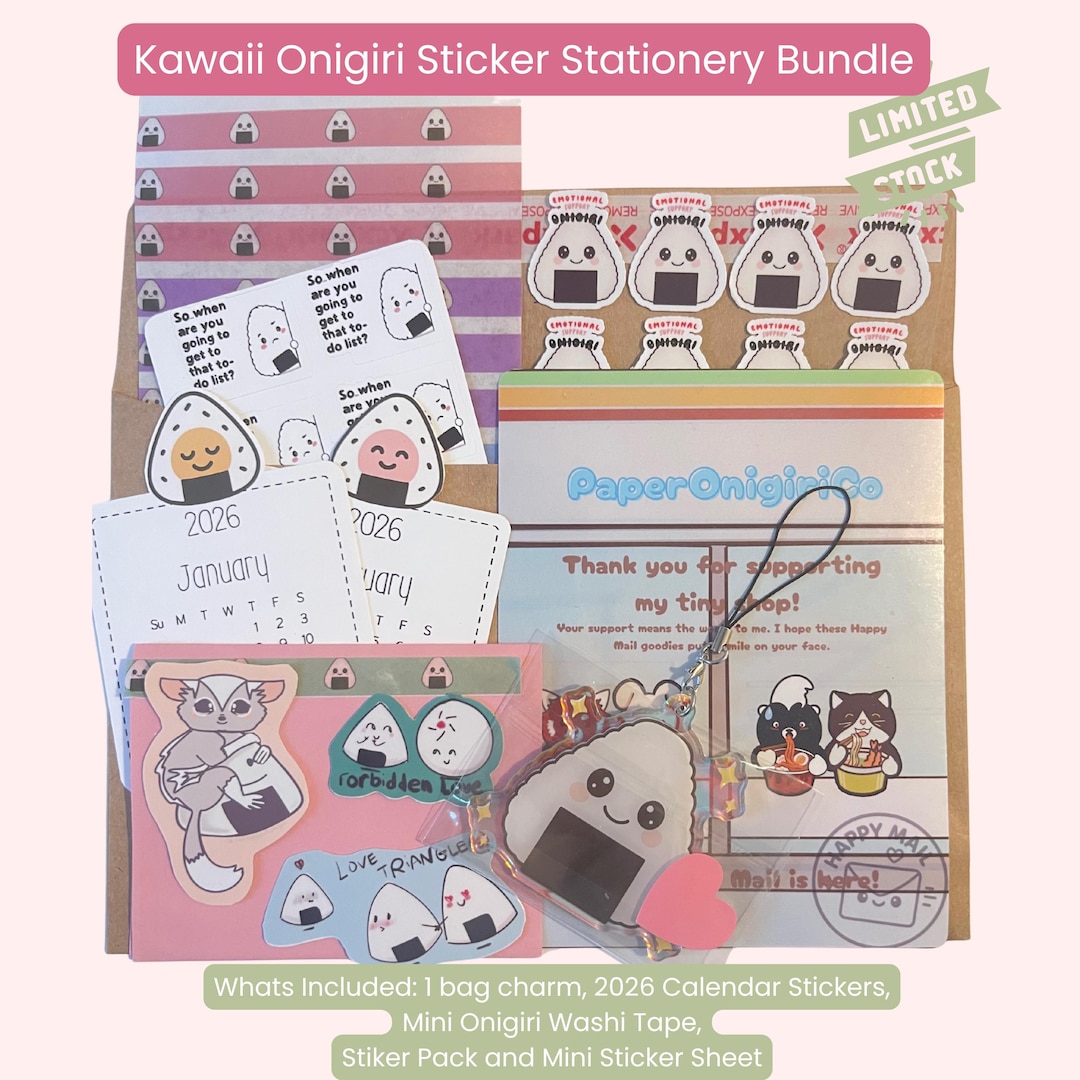 Kawaii Onigiri Sticker Bundle, Bag Charm, 2026 Calendar - Etsy
