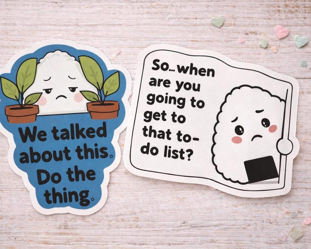 Funny Productivity Onigri Sticker Set of 2 | Kawaii Onigiri Planner ...