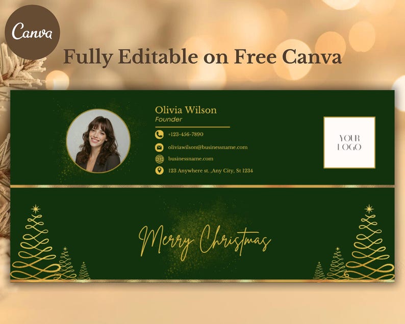 Christmas Themed Email Signature for Businesses (digital Canva Template ...
