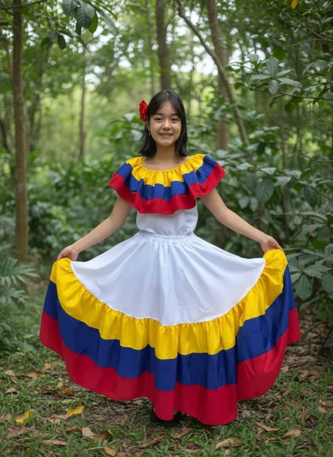 Colombian Girls Fiesta Dress Color White - Traditional - Etsy