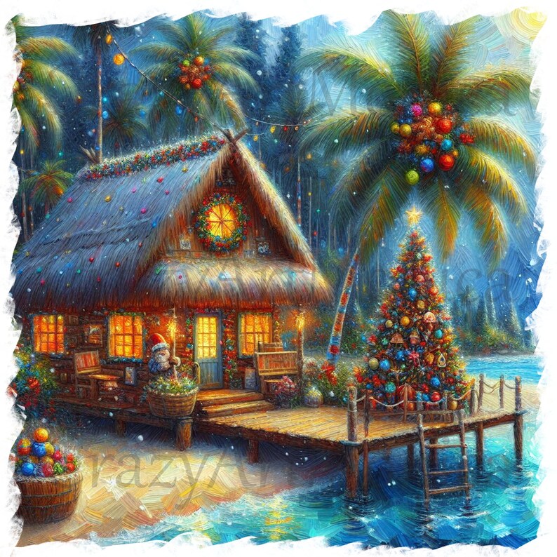 Christmas Printable Wall Art JPG & PNG Files Instant Download Tropical ...