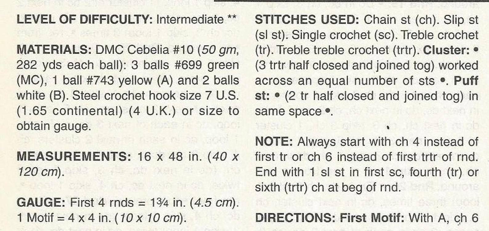 Daisy Floral Motif Table Runner Vintage 90s Crochet Pattern - Etsy
