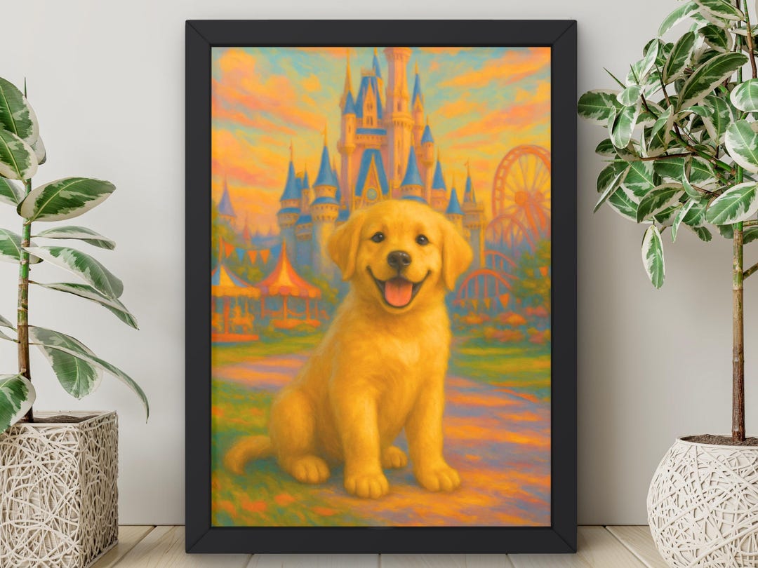 Golden Retriever Art: Whimsical Fantasy Castle Puppy Print - Etsy