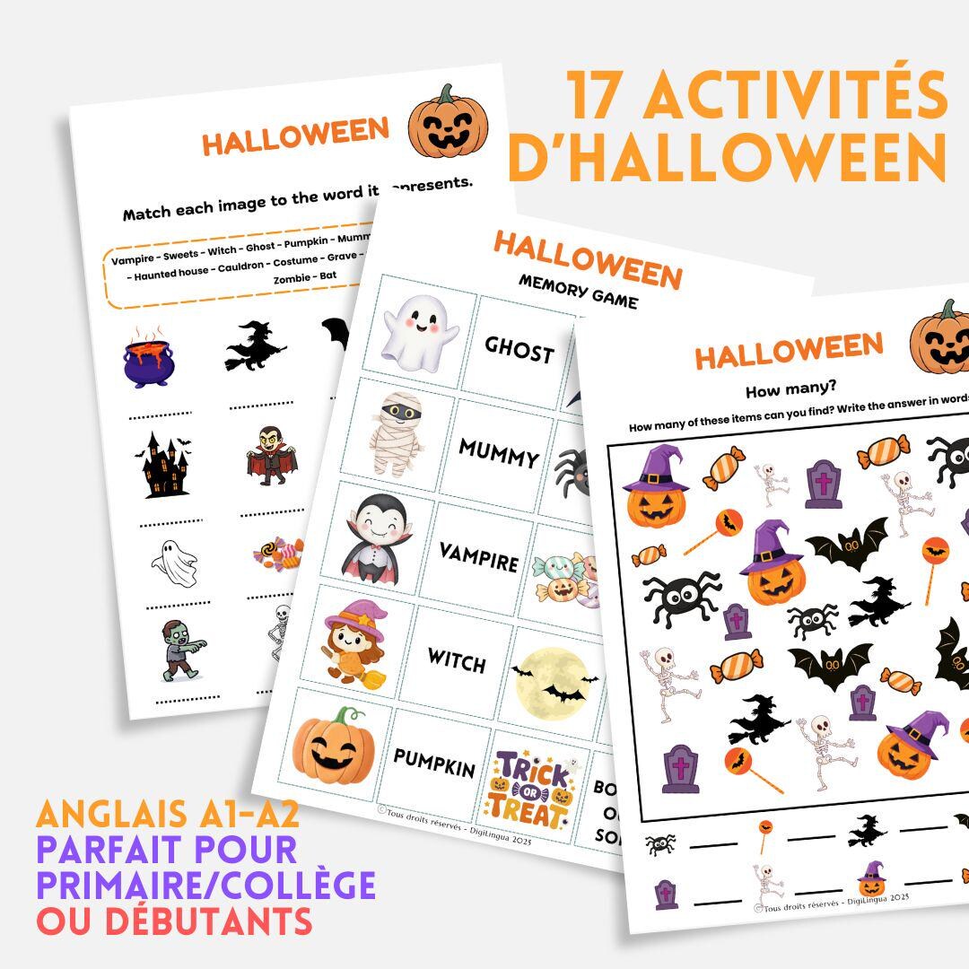 Halloween English Activities Pack| 17 Fun ESL Worksheets A1-A2 ...