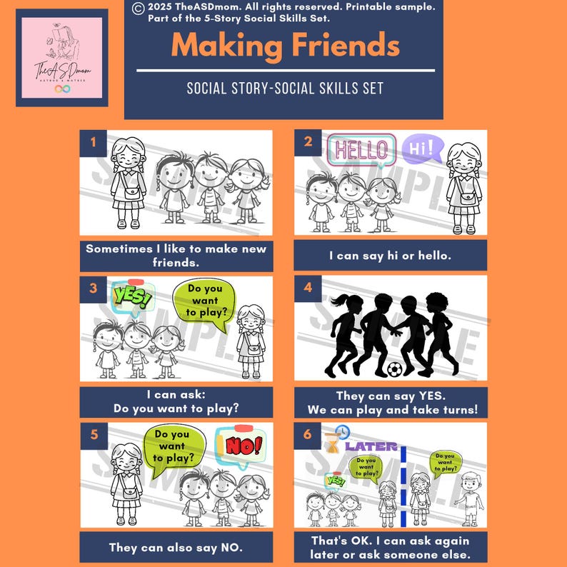 5 Autism Social Stories | SOCIAL SKILLS Set | (printable PDF) | Girl ...
