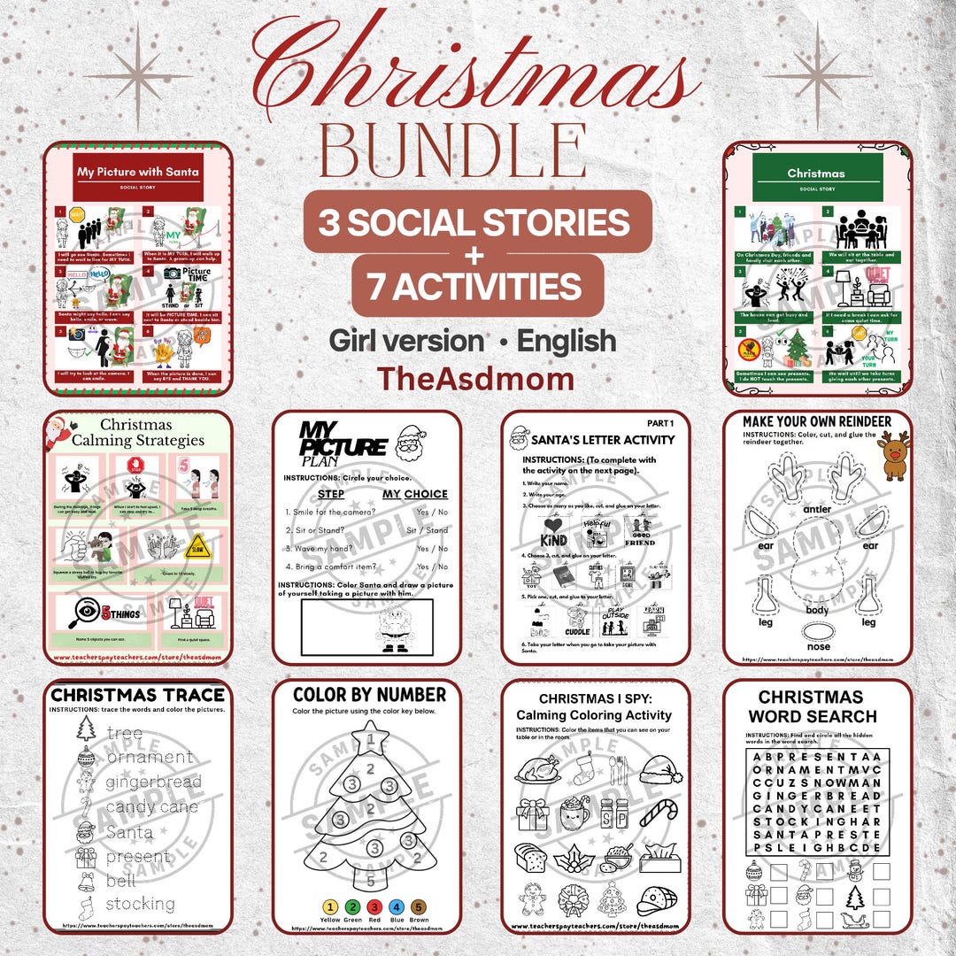 Christmas Social Story Bundle Girl Version | Autism PDF - Etsy