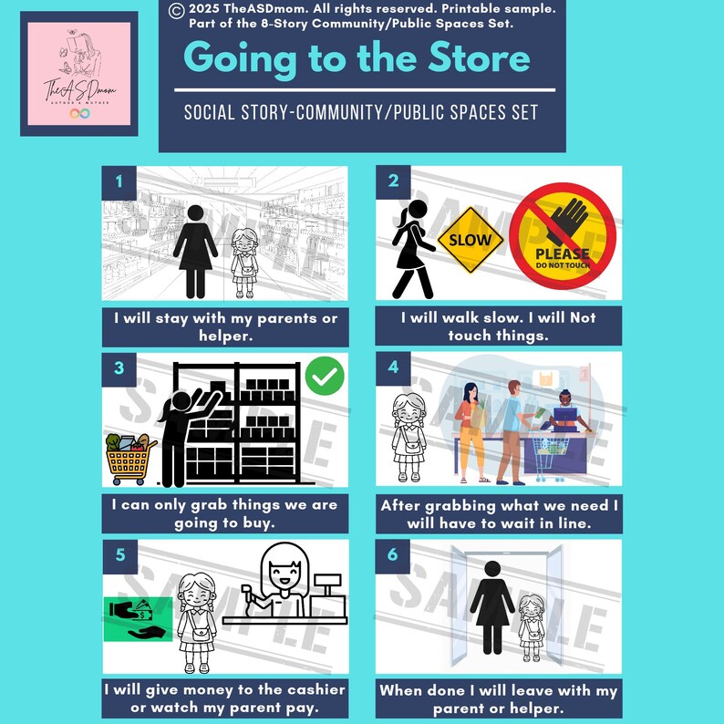 8 Autism Social Stories | COMMUUNITY/PUBLIC SPACES Set | (printable Pdf ...