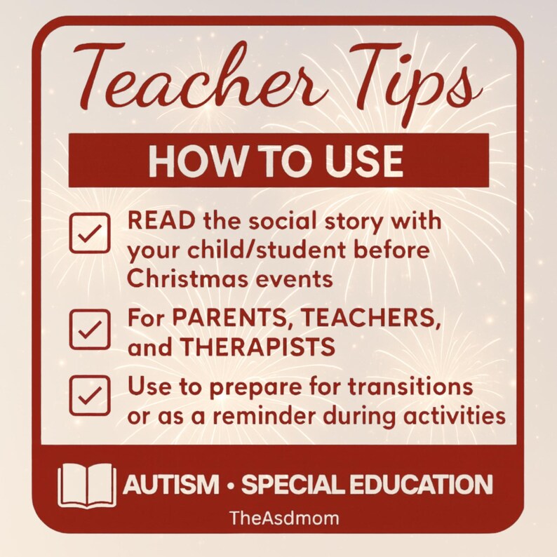 Fireworks Social Story Autism for Girls | Holiday Sensory Tools ...