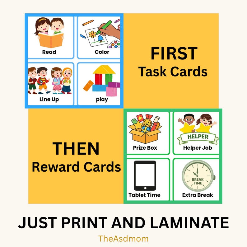 Autism First Then Board & Cards Visual Support - School - Printable PDF ...