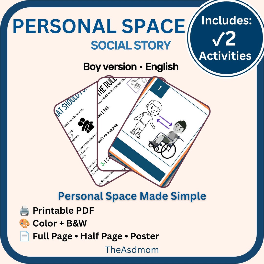 Personal Space Social Story Autismus für Jungen | Druckbares PDF - Etsy.de