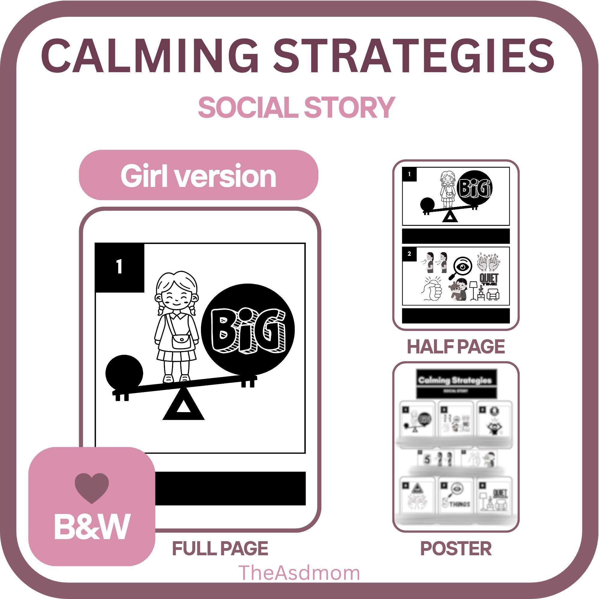Calming Strategies Social Story Autism for Girls | Printable PDF - Etsy