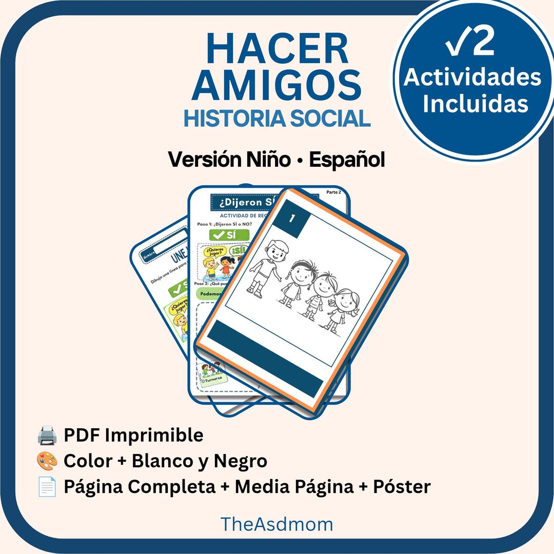 Hacer Amigos – Historia Social Para Niños En Español | Autismo ...