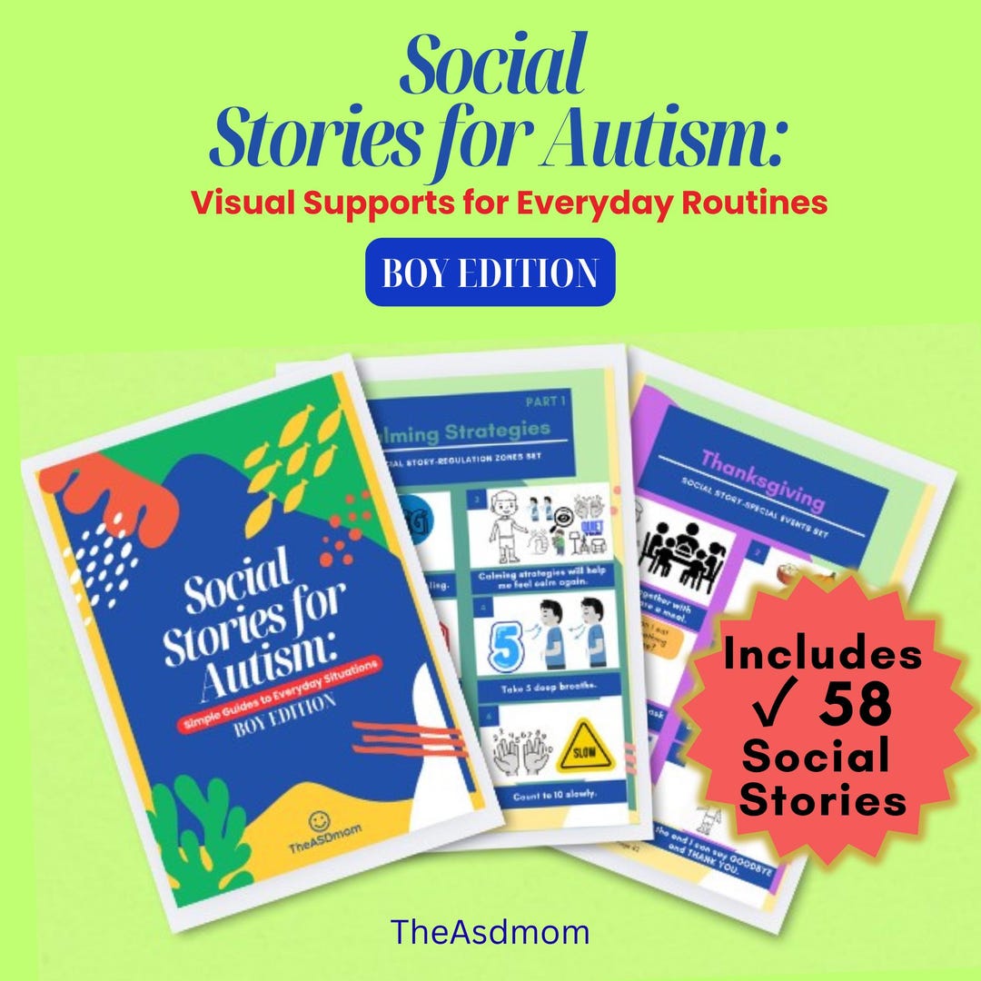 Autism Social Stories Printable PDF Bundle | 58 Visual Supports for ...