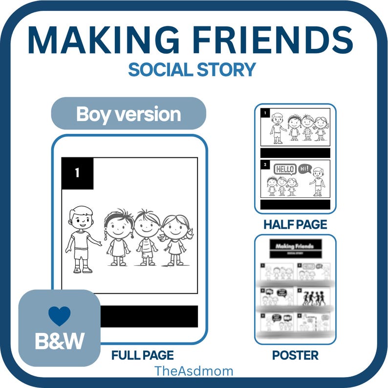 Making Friends Social Story for Boys | Autism Life Skills Printable PDF ...