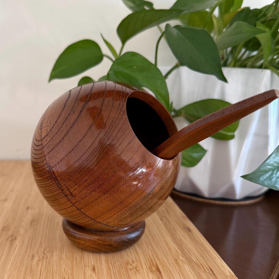 Vintage Enesco Teak Salt Cellar | Japanese Mid Century Modern Wooden ...