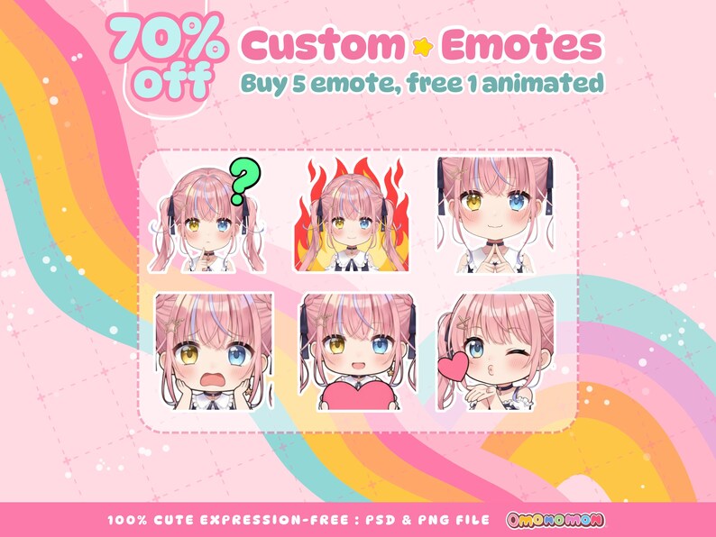 Custom Vtuber Emotes | Streamer Emoji Illustration | Digital Emote ...