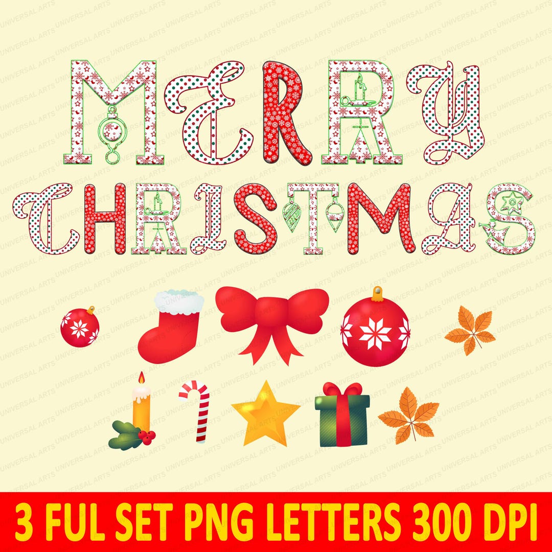 Christmas Alphabet Letters PNG Bundle, Merry Christmas Alphabets PNG ...
