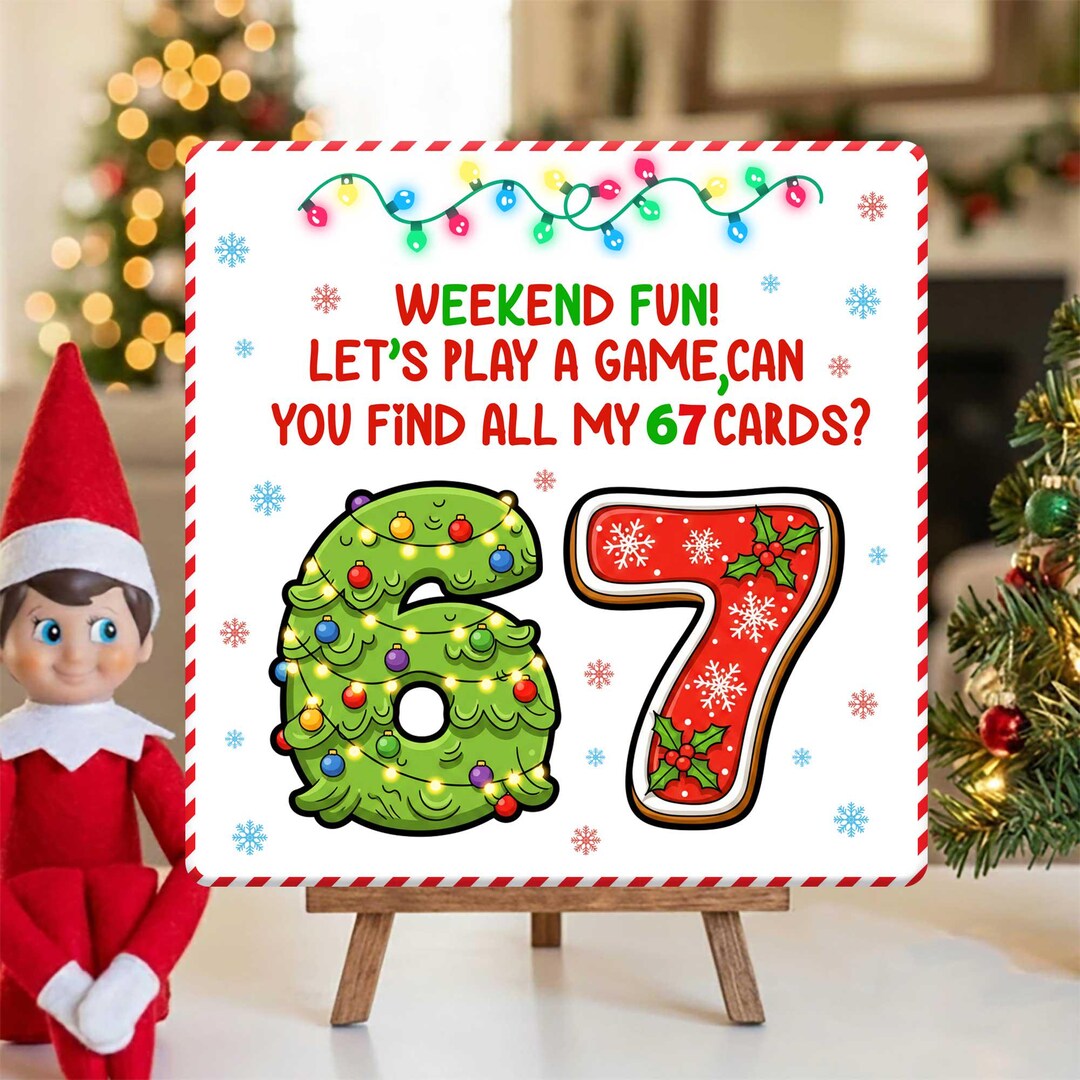 67 Elf Christmas Game PNG, 6-7 Elf Printable Prop PNG, Elf Letter, 67 ...