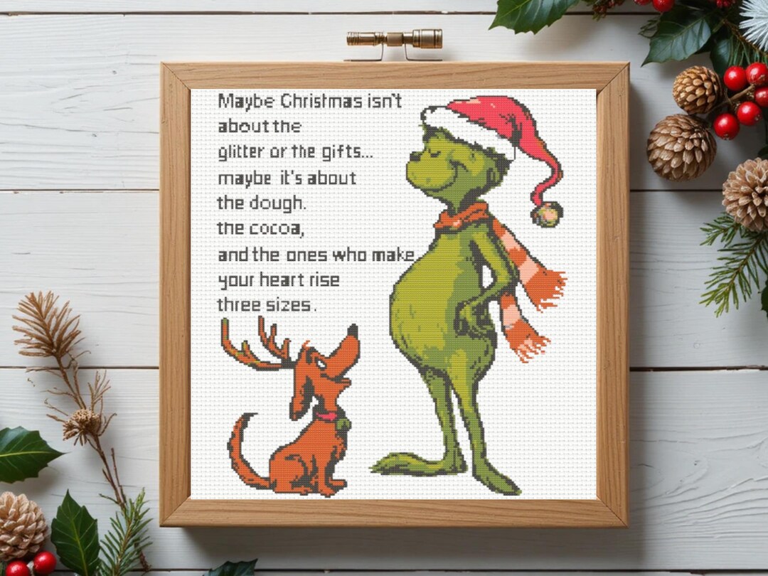 Grinch Cross Stitch Pattern, Vintage Grinch Christmas Cross Stitch ...