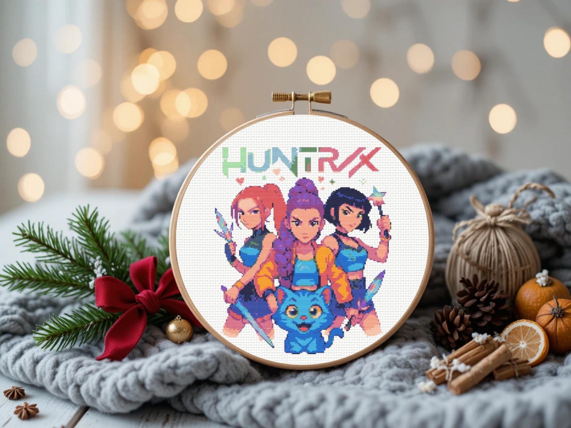 Kkpop Demon Hunters Cross Stitch Pattern, Huntrix Coss Stitch, Rumi ...