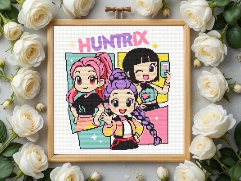 Kkpop Demon Hunters Cross Stitch Pattern, Huntrix Coss Stitch, Rumi ...
