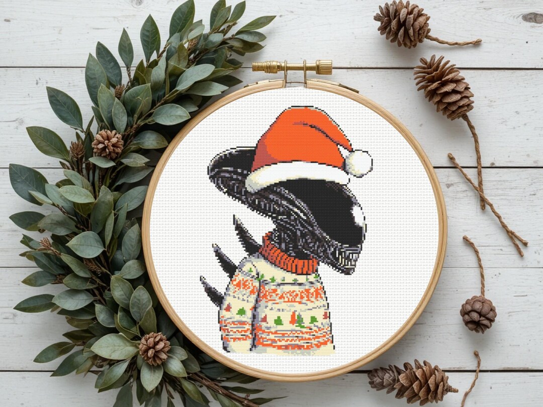Alien Cross Stitch Pattern, Xenomorph Cross Stitch Pattern, Christmas ...