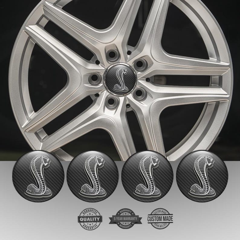 Domed Wheel Center Cap Stickers (set of 4) | Cobra-style, Epoxy Resin ...