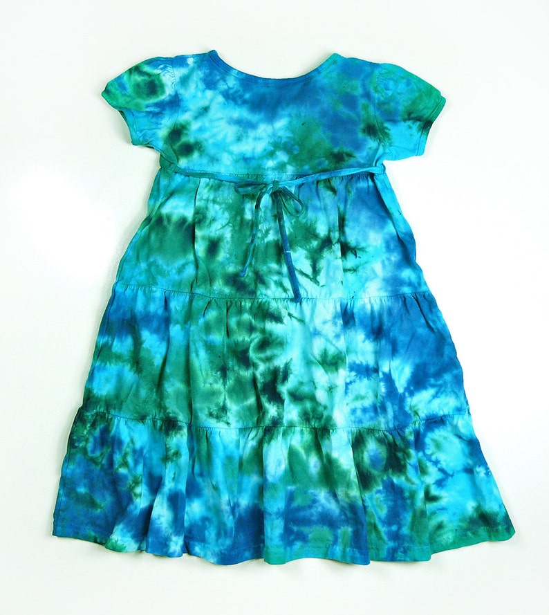 Girls Tie Dye Dress Short Sleeve Tiered Ruffle Dress Ocean - Etsy