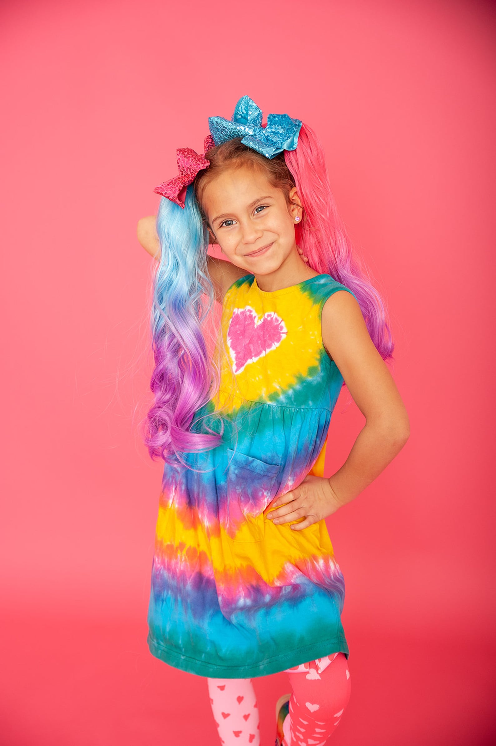Girls Tie Dye Dress / Pink Rainbow Heart / Sleeveless Tank or | Etsy