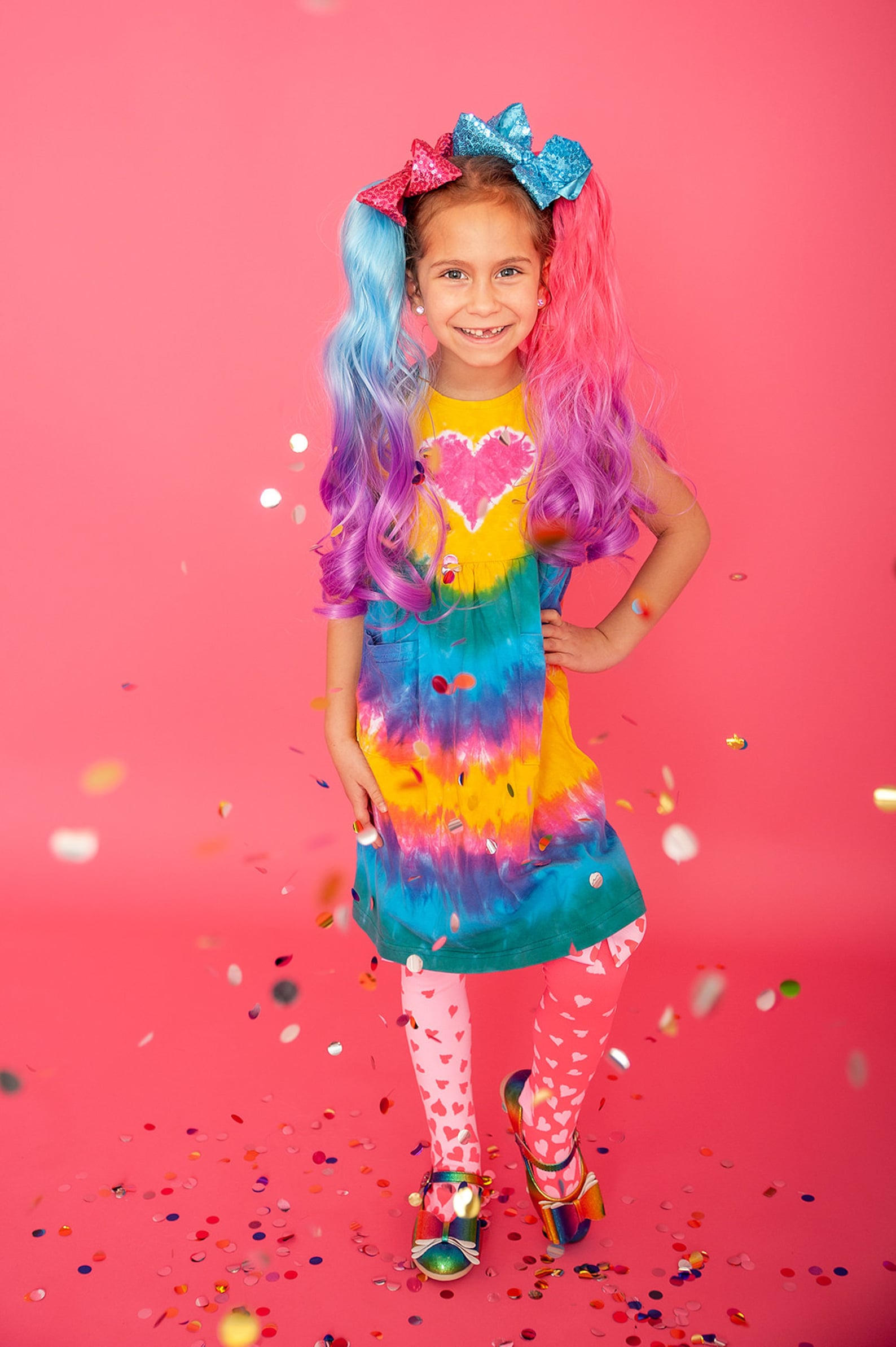 Girls Tie Dye Dress / Pink Rainbow Heart / Sleeveless Tank or | Etsy