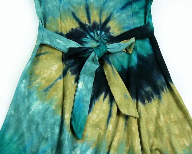 Ladies Tie Dye Dress / Short Sleeve Princess Dress / Ties in Back ...