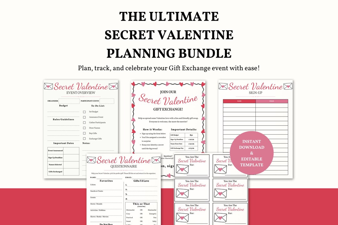 Valentine Gift Exchange Planning Bundle, Office Secret Cupid, Printable ...