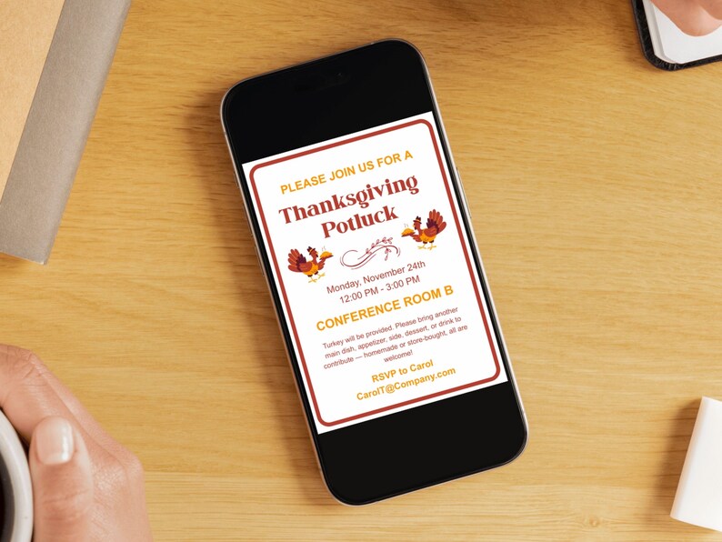 Thanksgiving Potluck Sign up Sheet & Invitation (canva Template ...