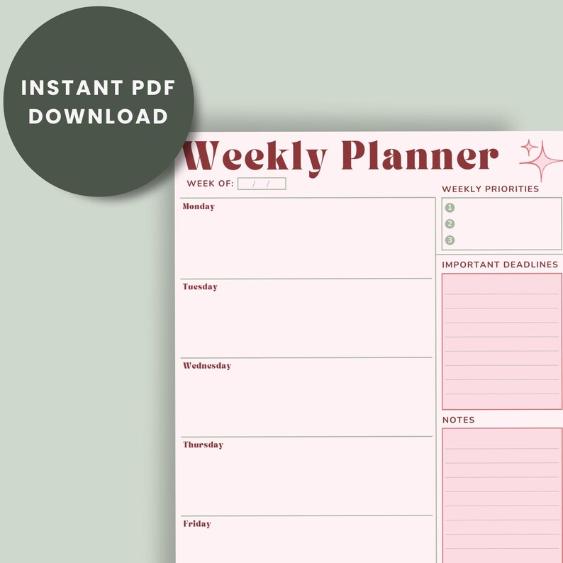 Work Planner Bundle | Daily, Weekly, Monthly, Task (printable PDF) - Etsy