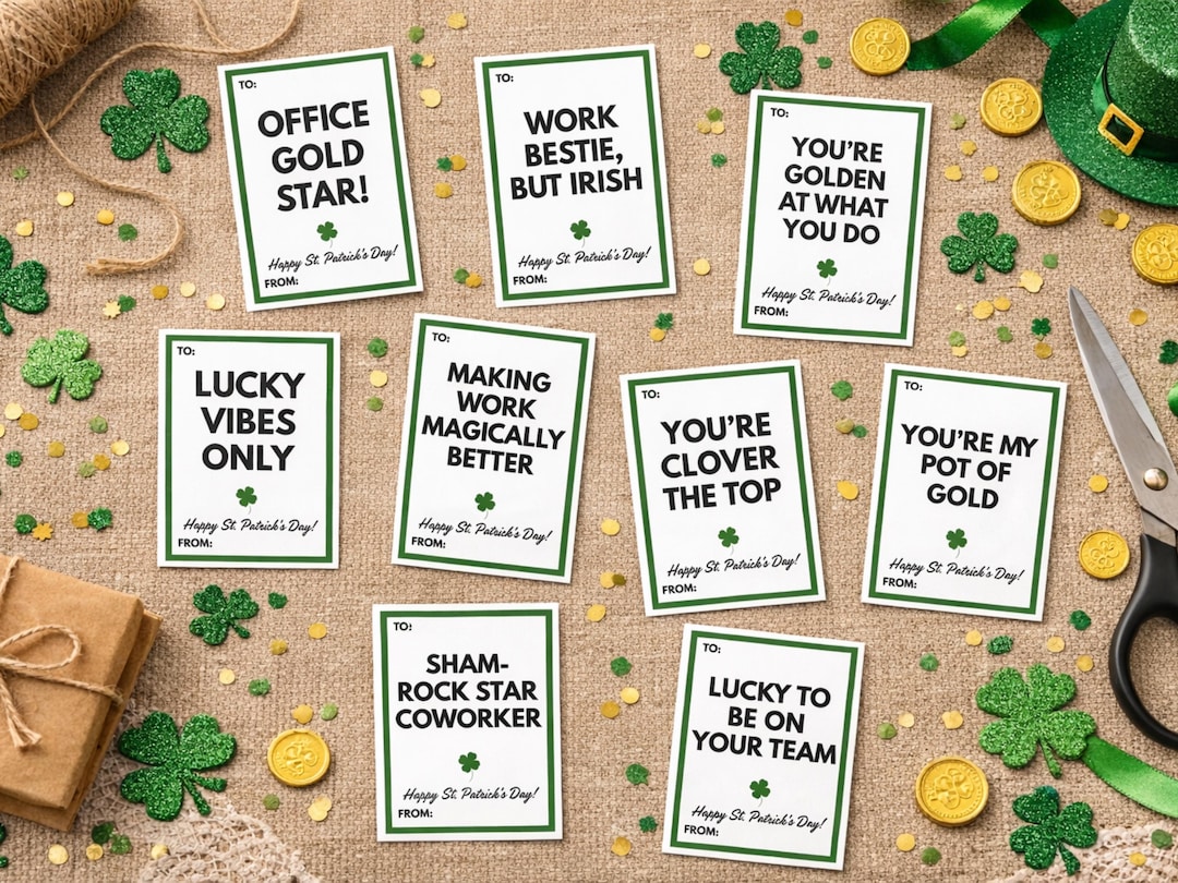 Printable Coworker St. Patrick’s Day Cards | Office Lucky Shamrock ...