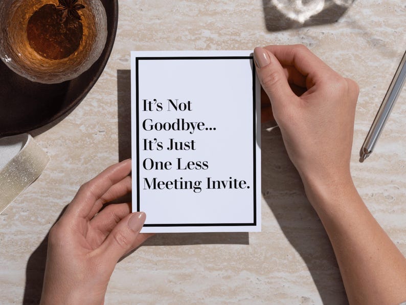 Funny Coworker Farewell Card: Goodbye Meeting Invites (PDF) - Etsy