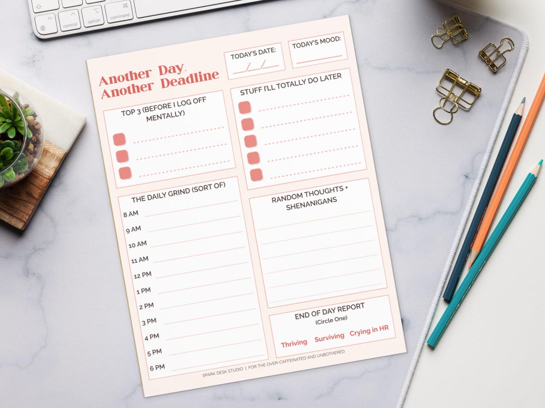 Funny Daily Planner Pad 8.5x11 | Another Day Deadline Notepad | Office ...