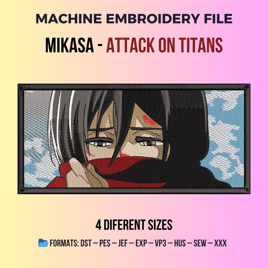 Attack on Titan MIKASA Embroidery Design – Digital Design for ...