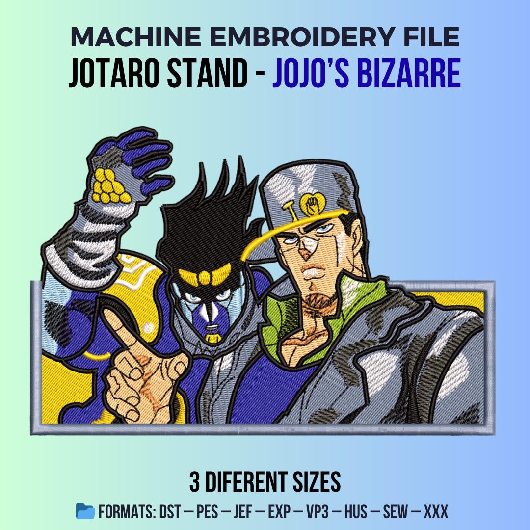 Jotaro Stand Embroidery File - Jojos Bizarre Adventure - Digital Design ...