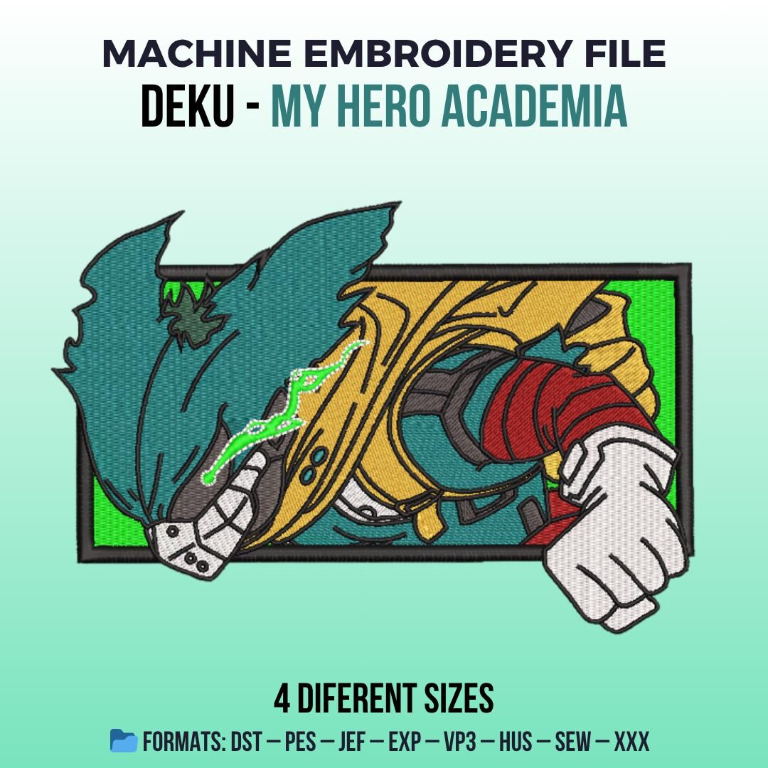 DEKU My Hero Academia Embroidery File – Digital Design for Embroidery ...