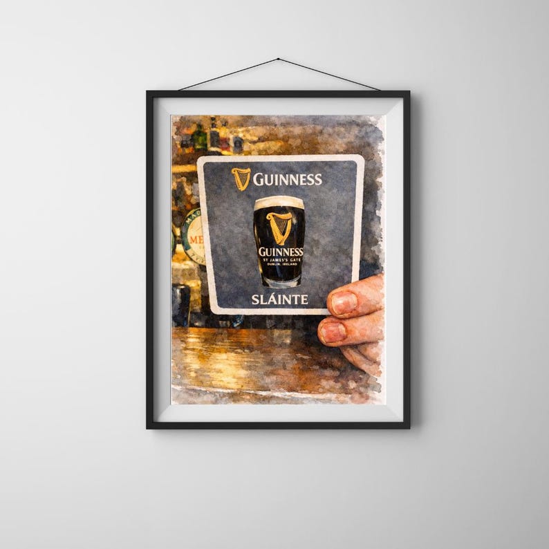 Guinness Sláinte Poster | Irish Pub Photography Print, Textured ...