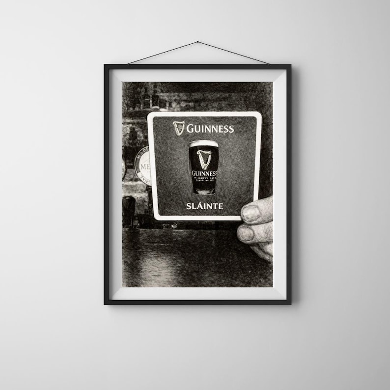 Guinness Sláinte Poster | Irish Pub Photography Print, Textured ...