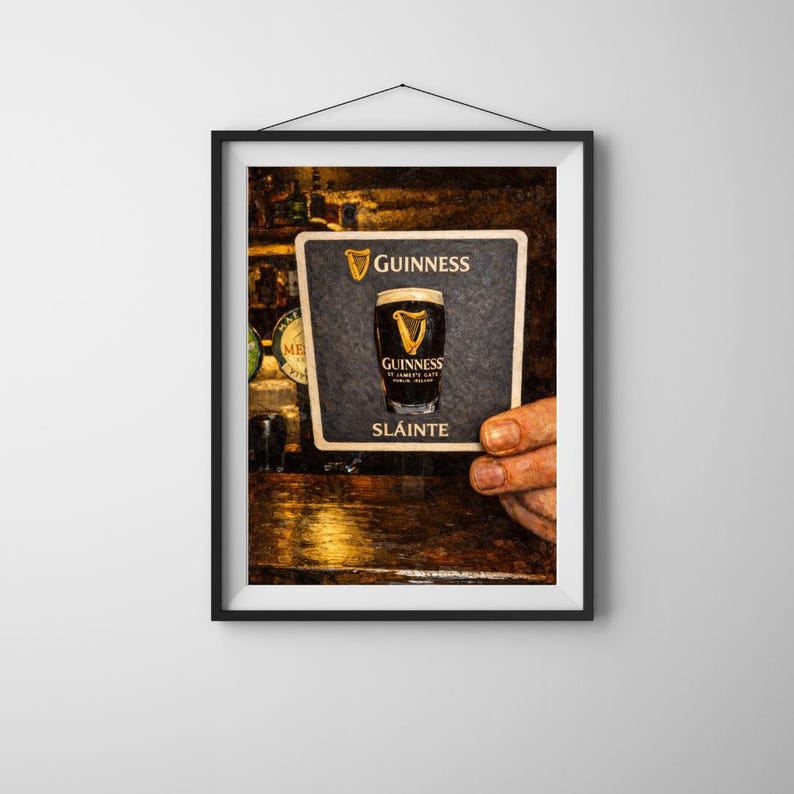 Guinness Sláinte Poster | Irish Pub Photography Print, Textured ...