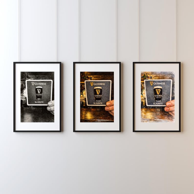 Guinness Sláinte Poster | Irish Pub Photography Print, Textured ...