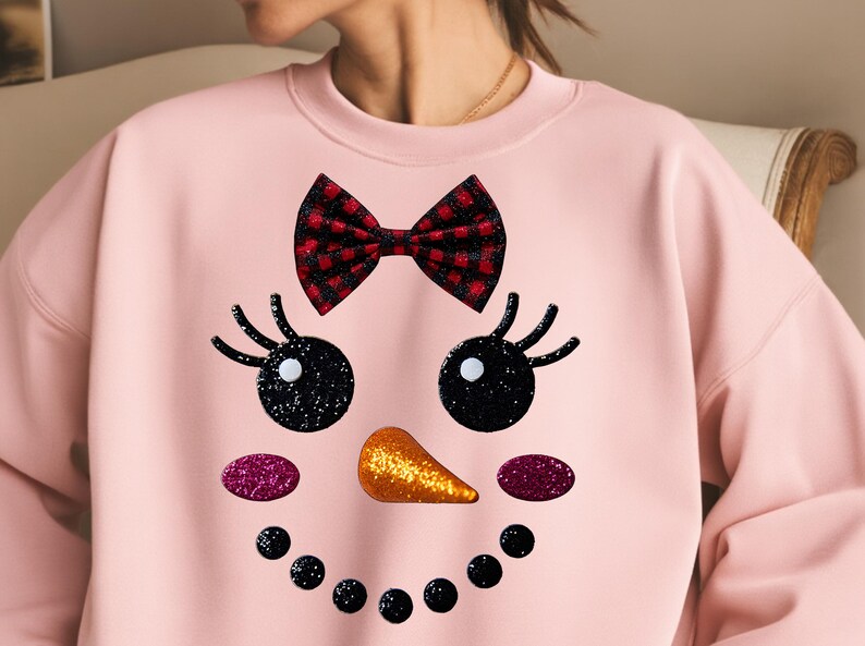 Pretty Glitter Snowman Face PNG, Sparkle Winter Bow Character Clipart ...