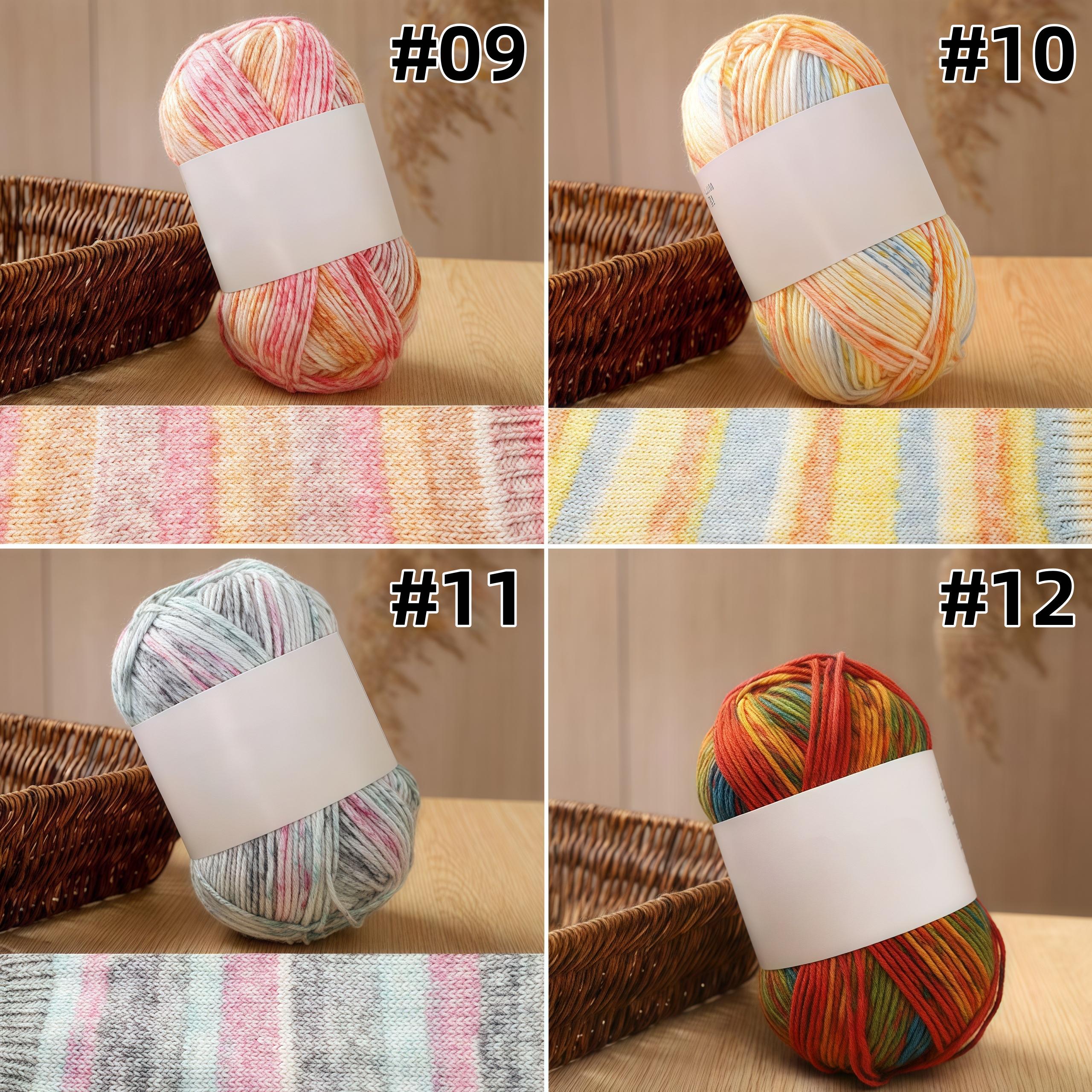 8-ply Self-striping Rainbow Cotton Blend Yarn - Vibrant Variegated ...
