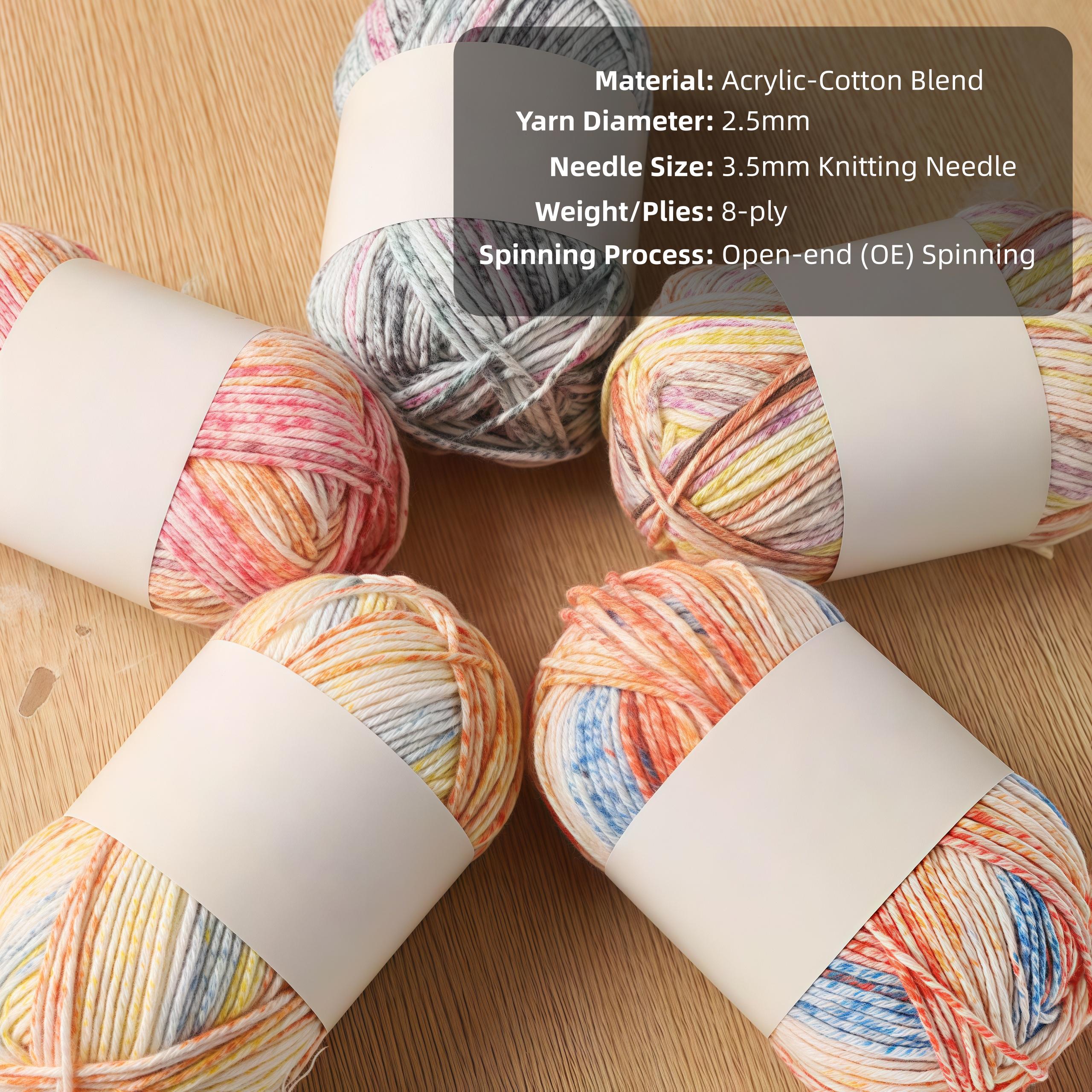 8-ply Self-striping Rainbow Cotton Blend Yarn - Vibrant Variegated ...