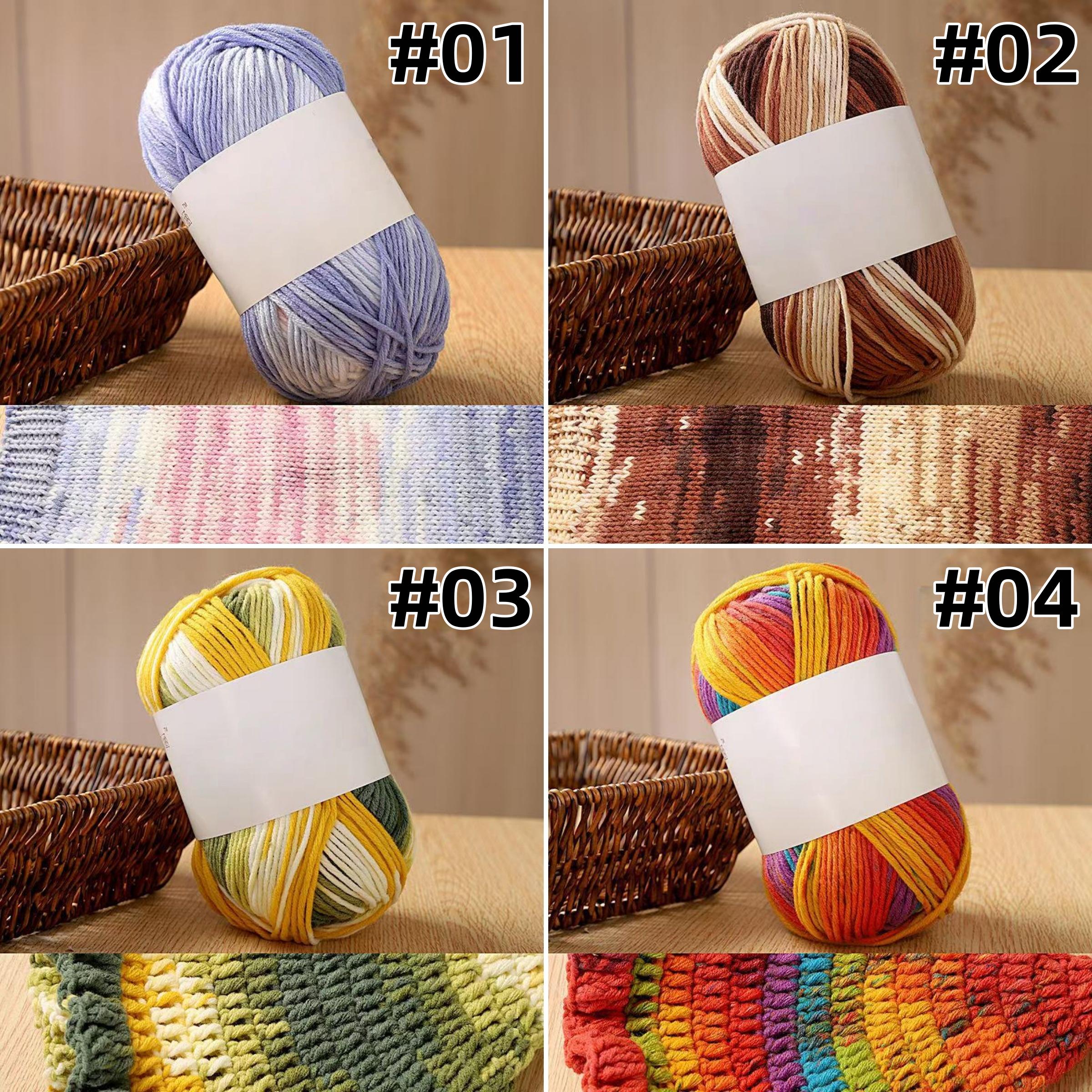 8-ply Self-striping Rainbow Cotton Blend Yarn - Vibrant Variegated ...